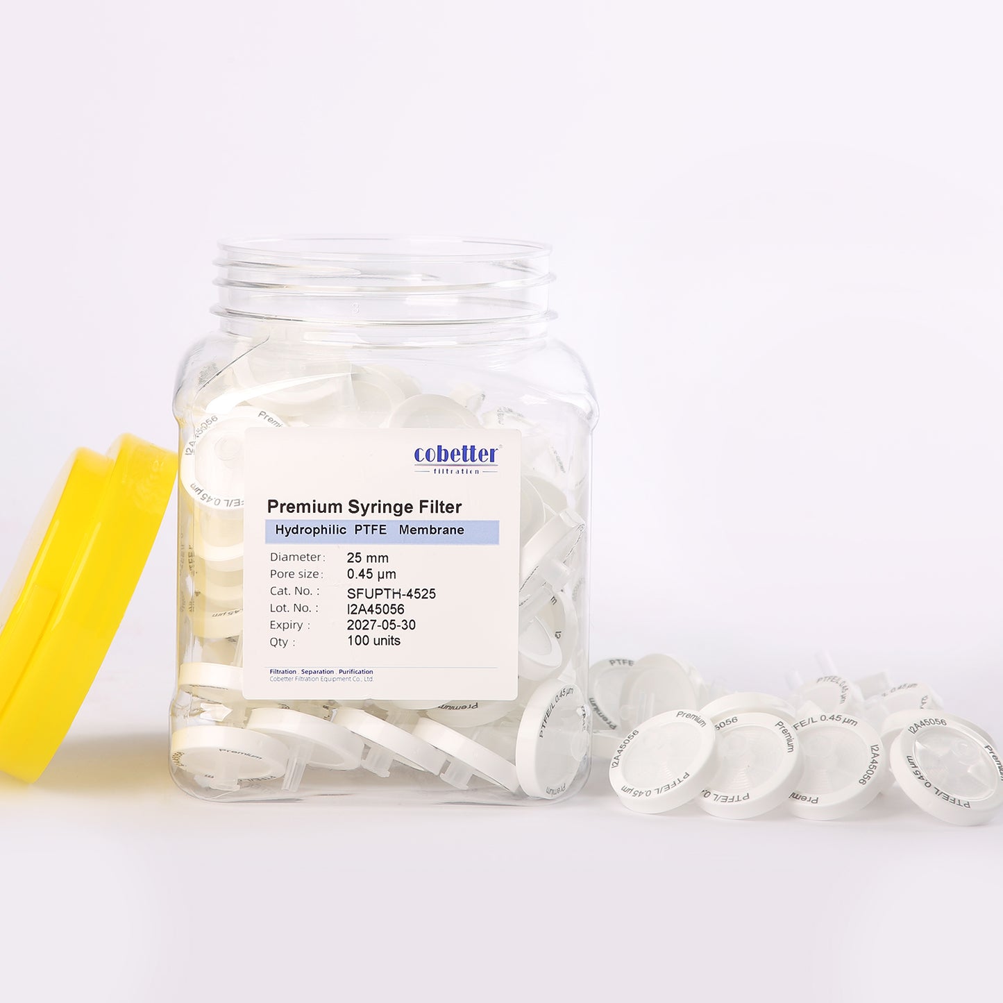 Hydrophilic PTFE Syringe Filters Non-sterile HPLC-certified 100pcs/pk